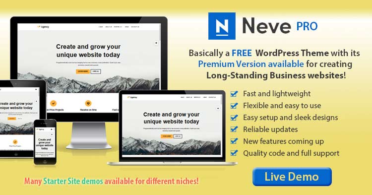 Neve Pro - Premium version of FREE Neve WordPress theme